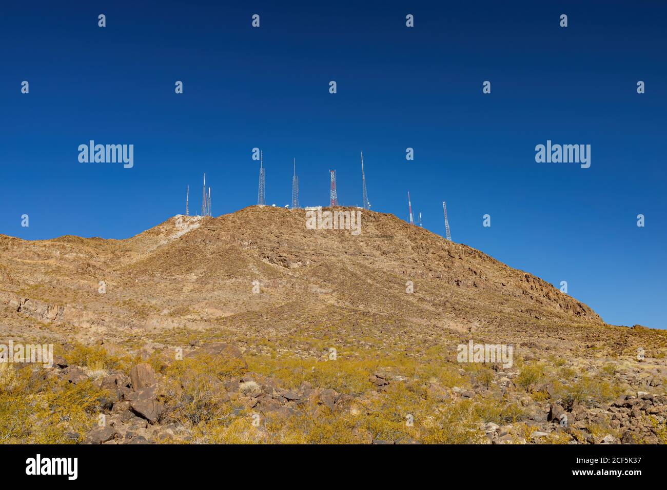 Sunny view of the KFMS-FM Las Vegas, saw from the Amargosa Trail at ...