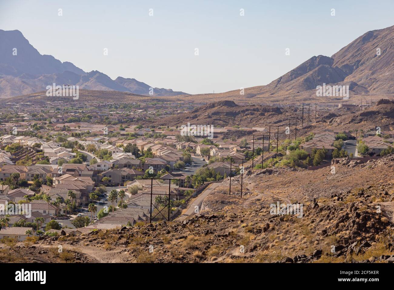 High angle view of some residence from the Amargosa Trail at Henderson ...