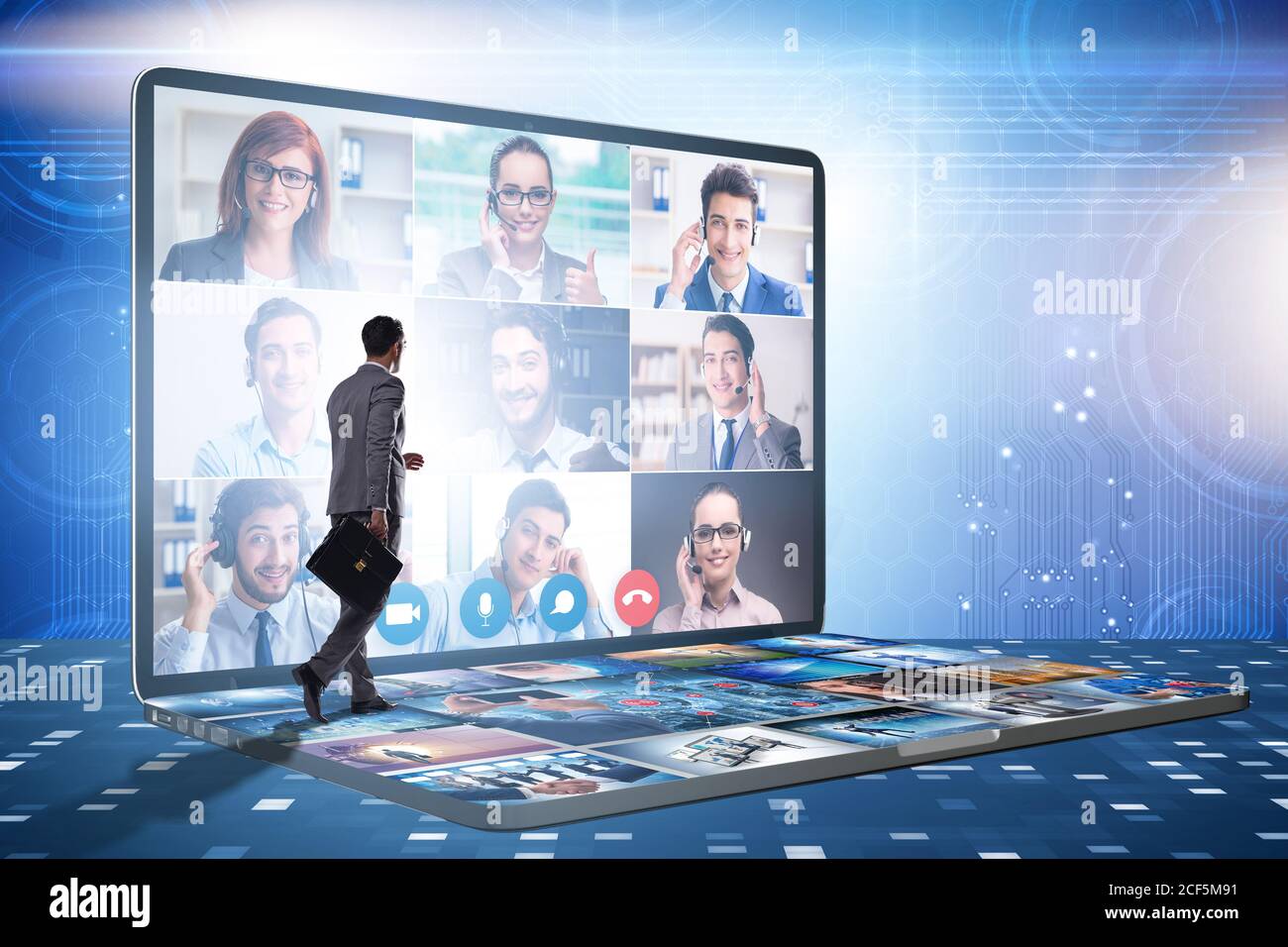 Concept of remote video conferencing during the pandemic Stock Photo ... Concept of remote video conferencing during the pandemic Stock Photo ...