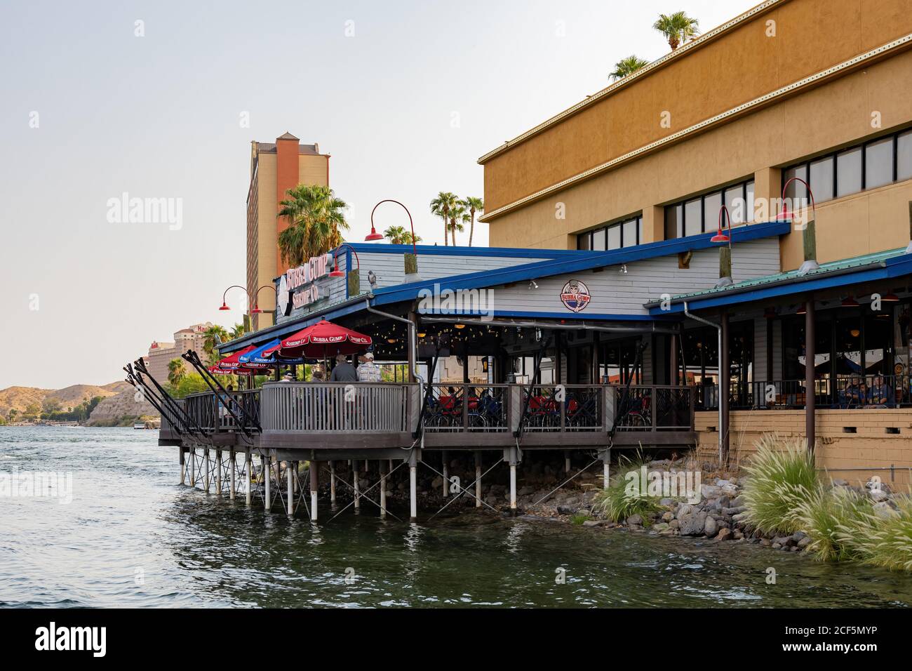 Laughlin, AUG 22, 2020 - Exterior view of the Bubba Gump restaurant ...