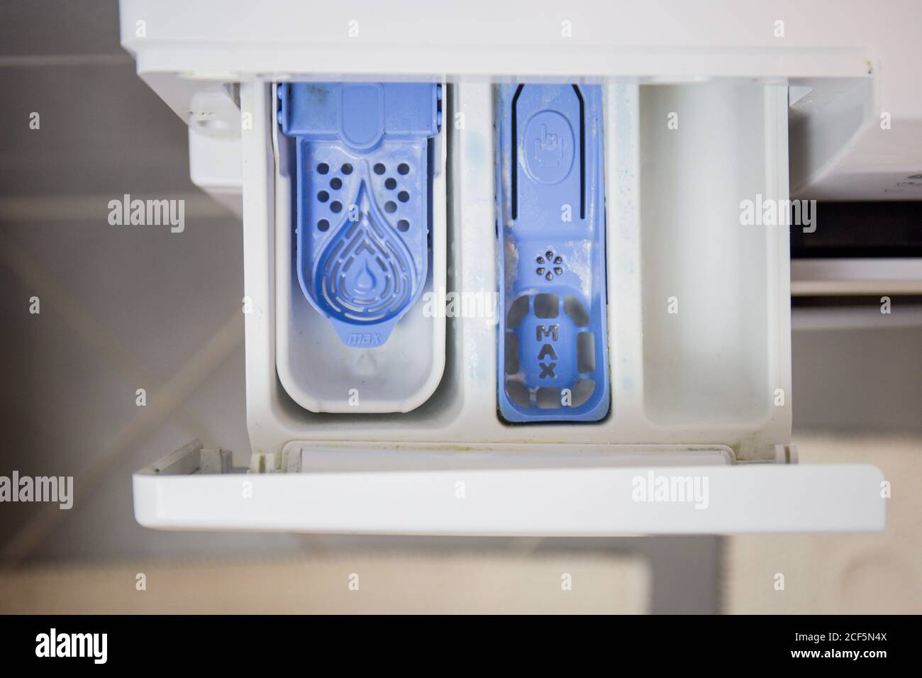 Washing machine, close-up picture, door where laundry or detergent ...