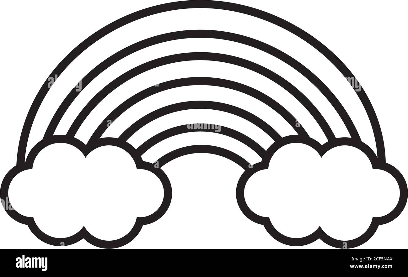 pop art elements concept, clouds and rainbow icon over white background ...