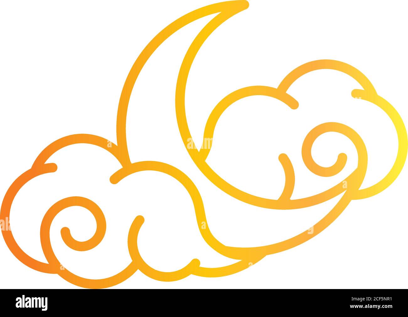 half moon clouds sky night white background gradient style icon vector ...