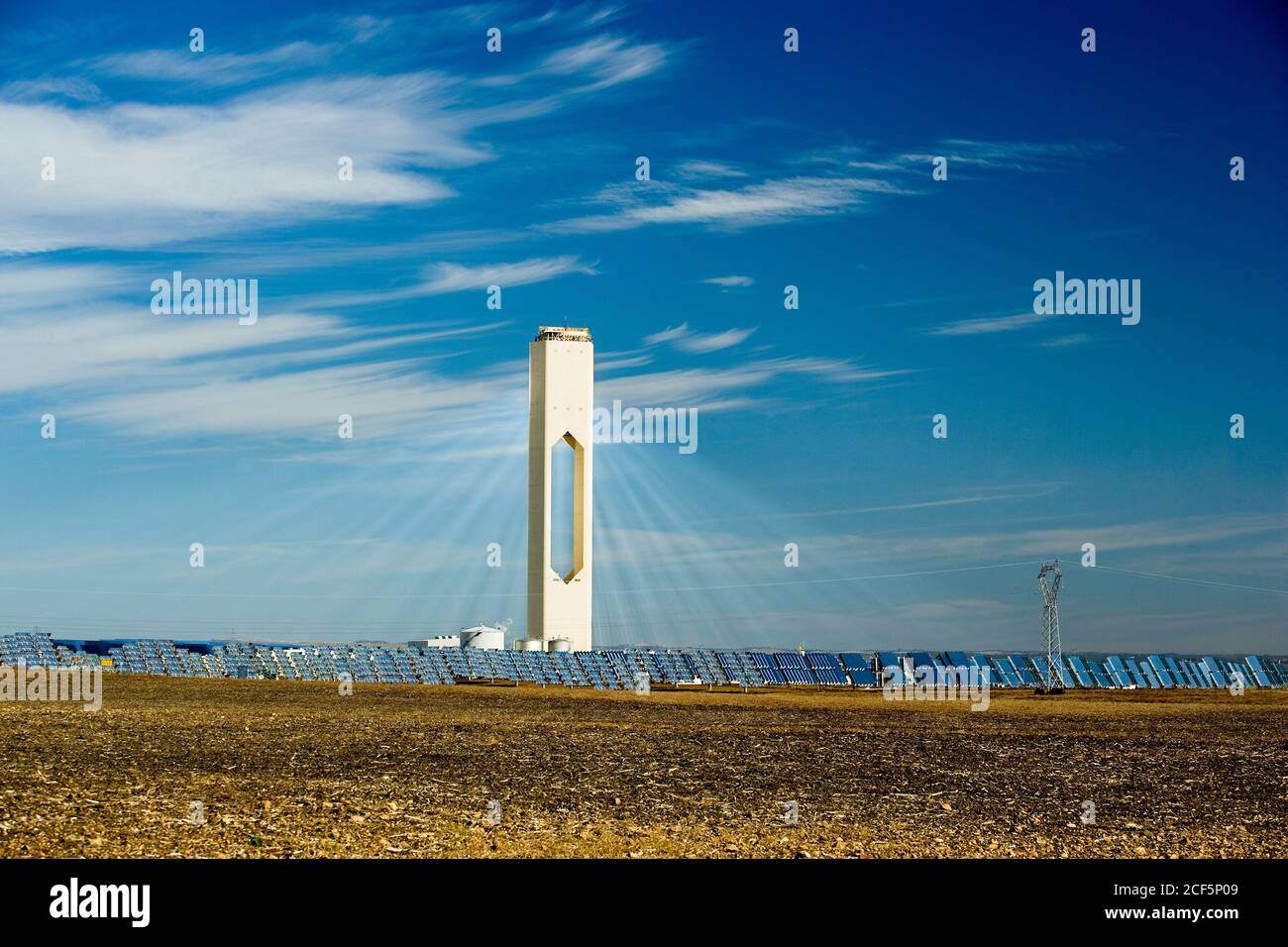 Tall tower in photovoltaic power station Stock Photo - Alamy