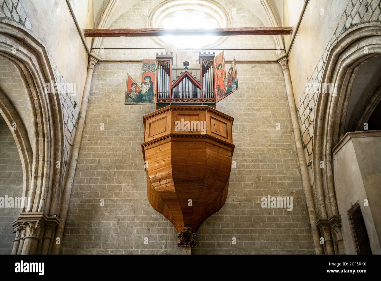 Sion Switzerland , 3 July 2020 : Interior view of Valere Basilica with ...