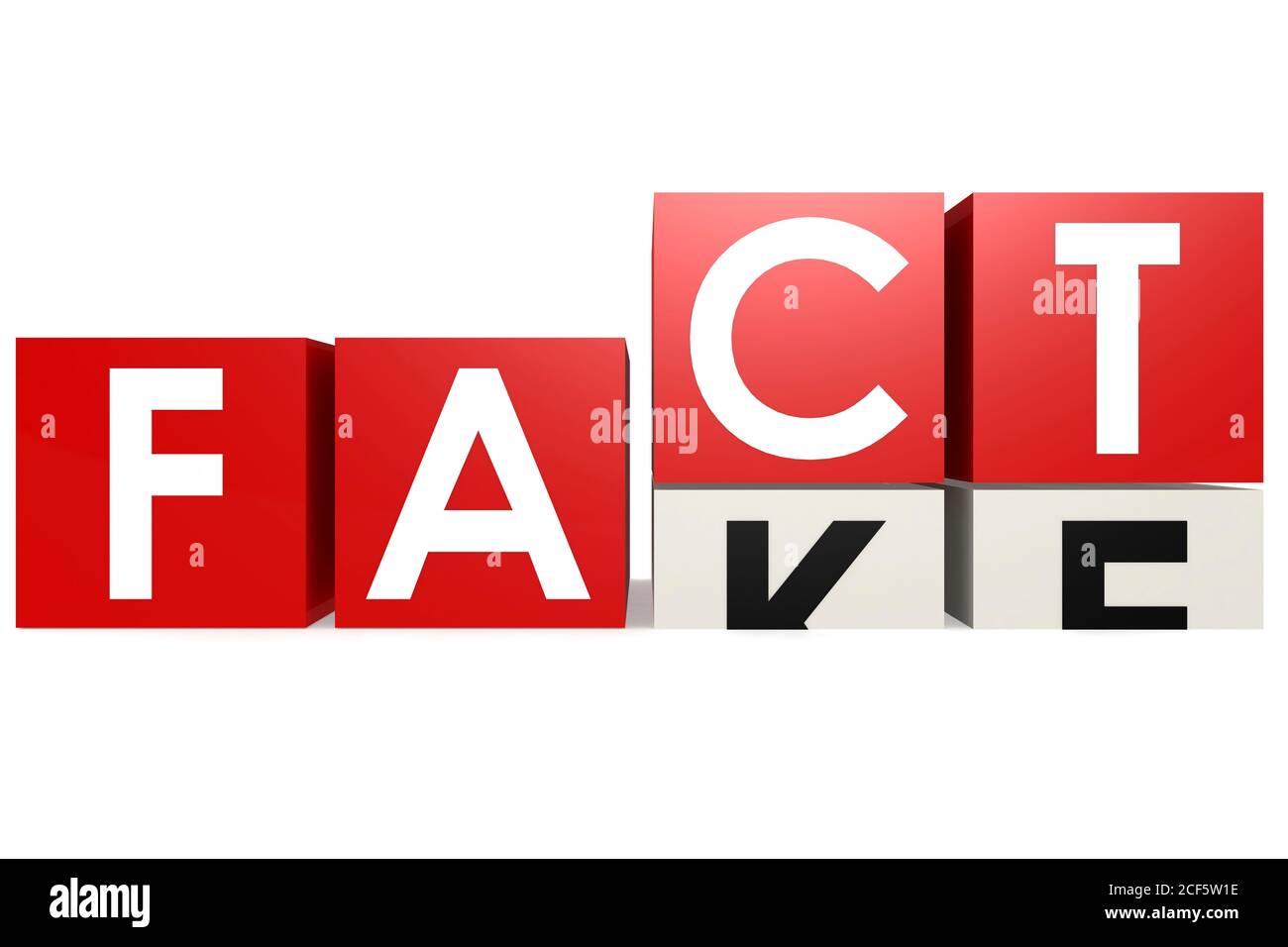 Cubes with letters change from fake to fact, 3D rendering Stock Photo ...