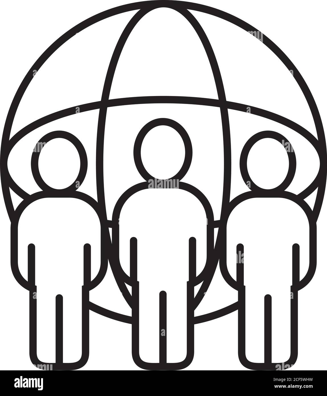 global sphere and pictogram people standing icon over white background ...