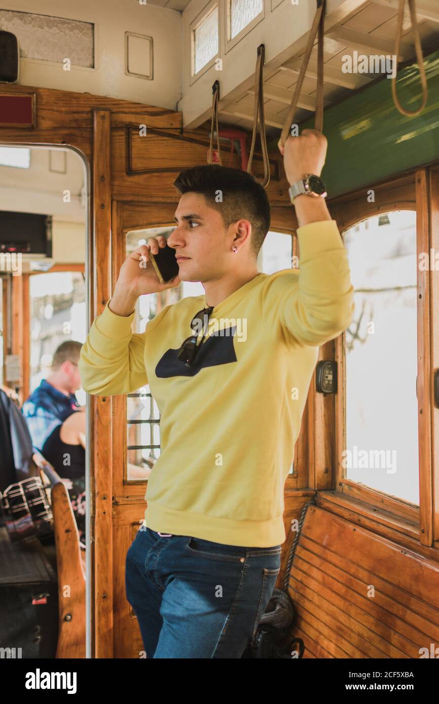 Phone conversation train hi-res stock photography and images - Alamy