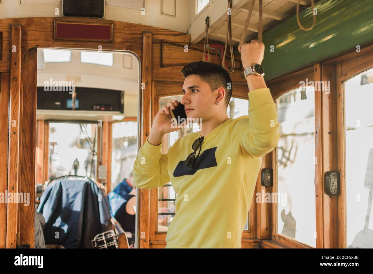 Phone conversation train hi-res stock photography and images - Alamy