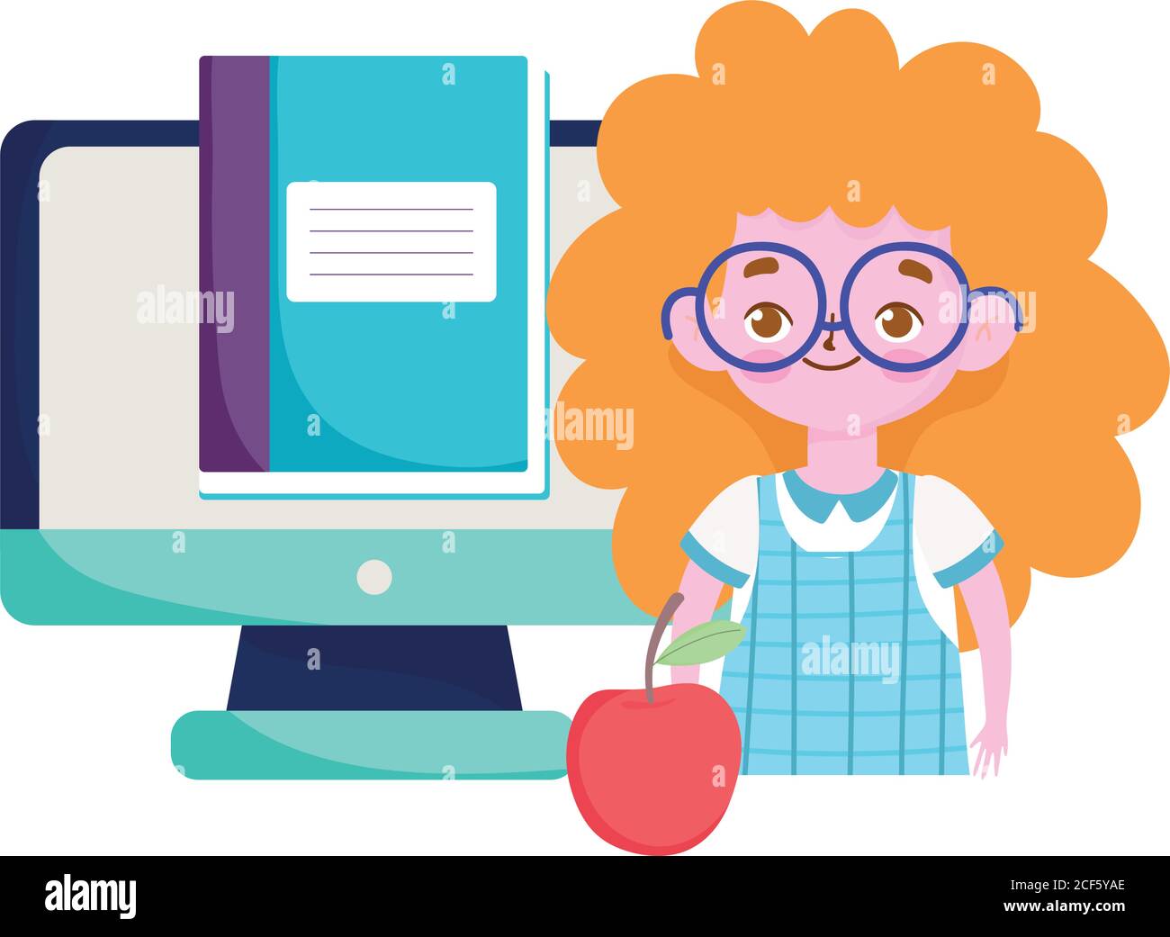 happy teachers day, student girl online education computer book and ...