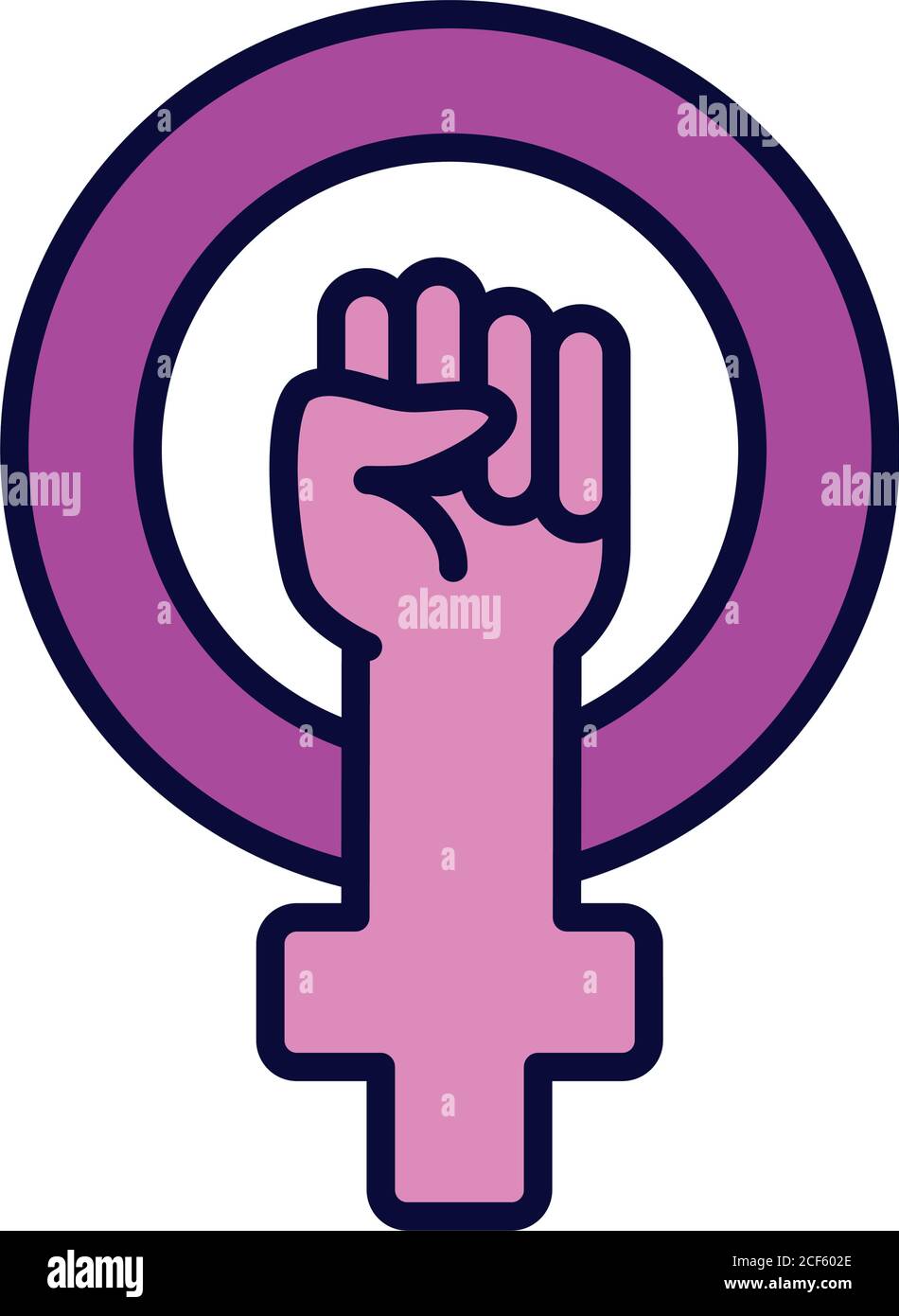 Feminism Symbol Female Gender Symbo With Clenched Fist Over White