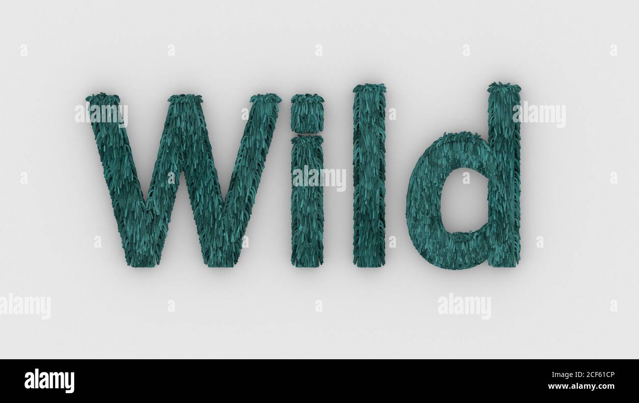 Wild - 3d word azure on white background. render furry letters. hair ...
