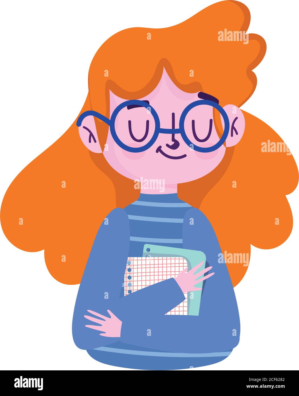 school, student girl cartoon with papers isolated design vector ...