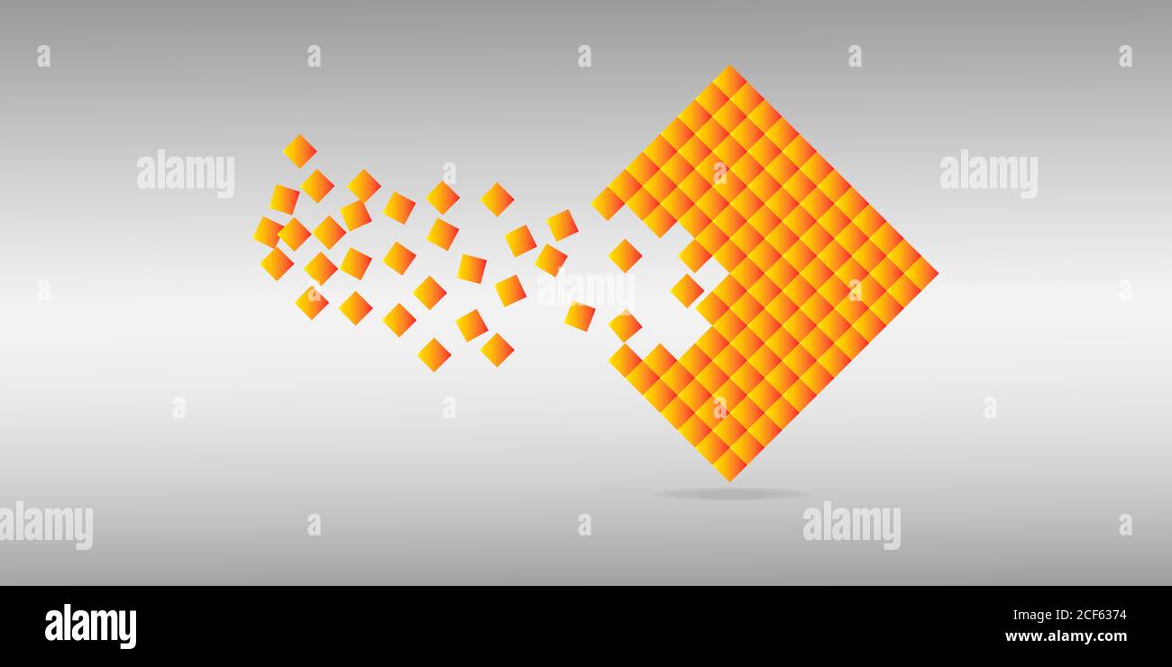 Orange cube distortion 3D illustration Stock Photo - Alamy