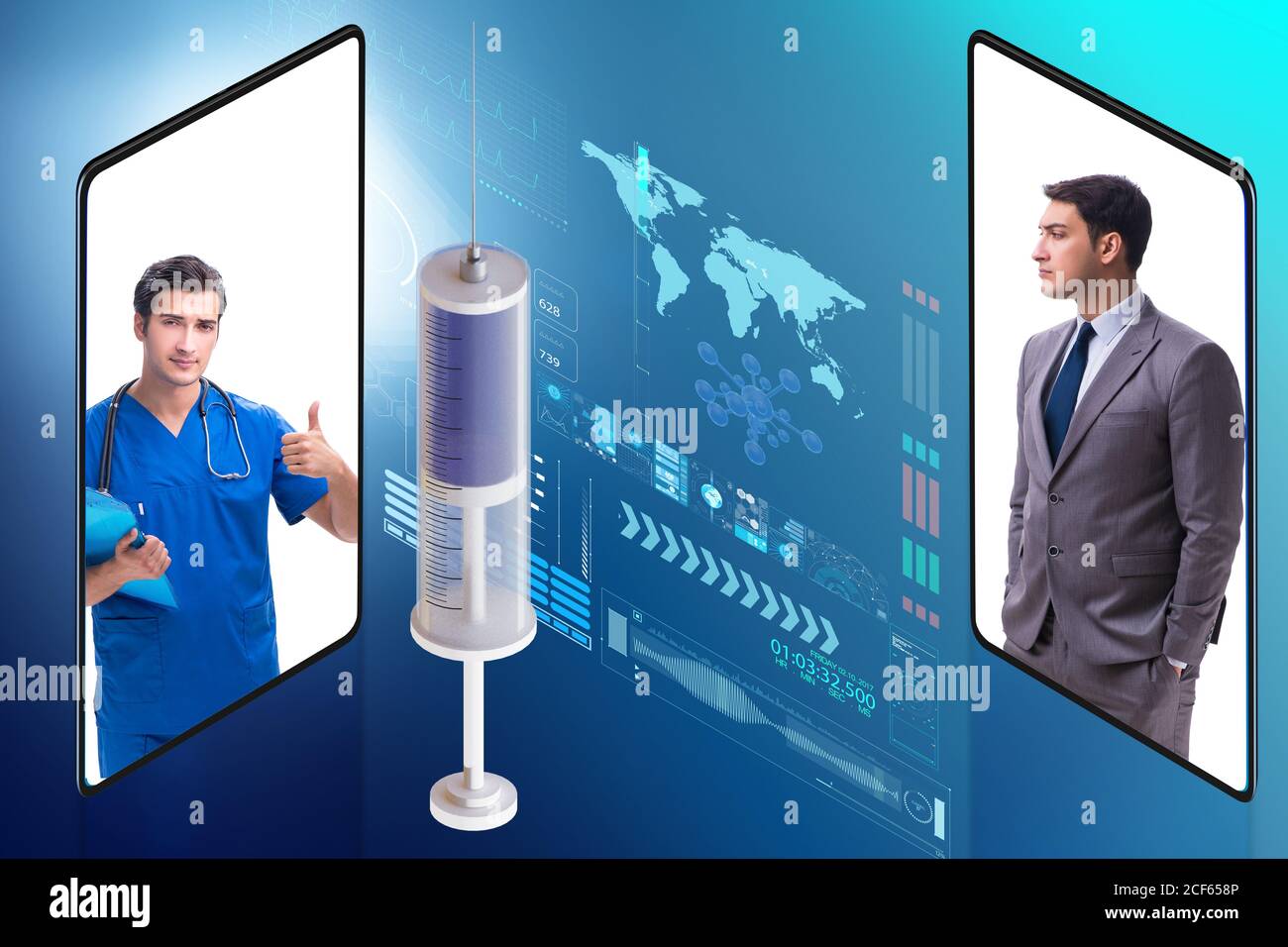 Telemedicine concept with remote treatment and consultation Stock Photo ...