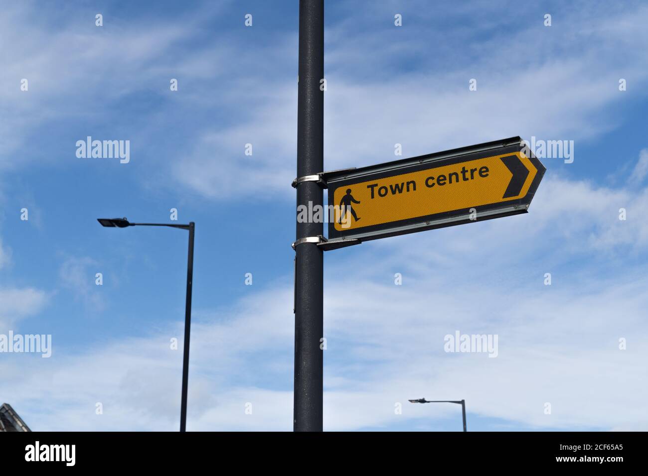 Town Centre direction sign Stock Photo - Alamy