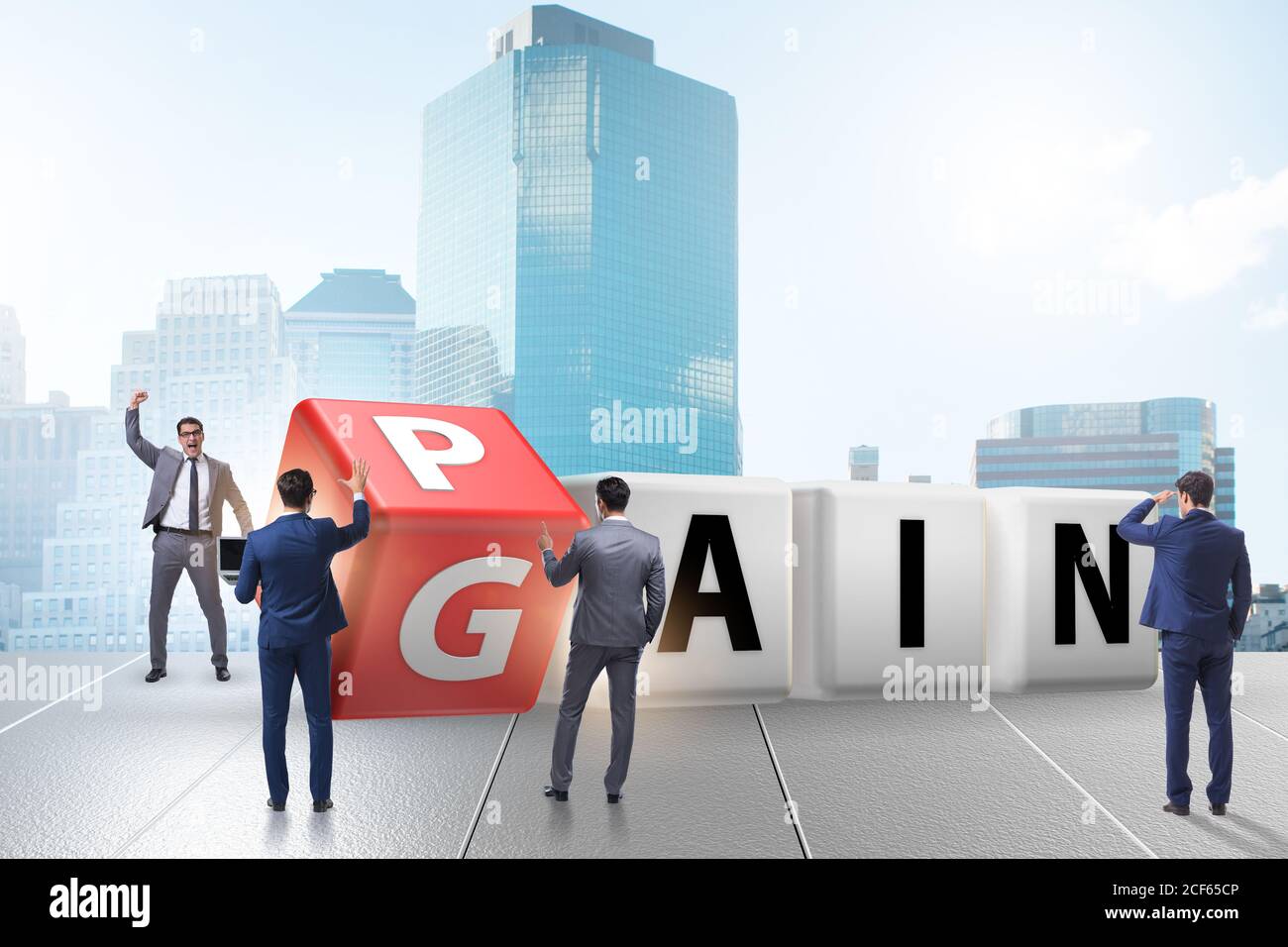 No pain no gain concept with the businessman Stock Photo - Alamy