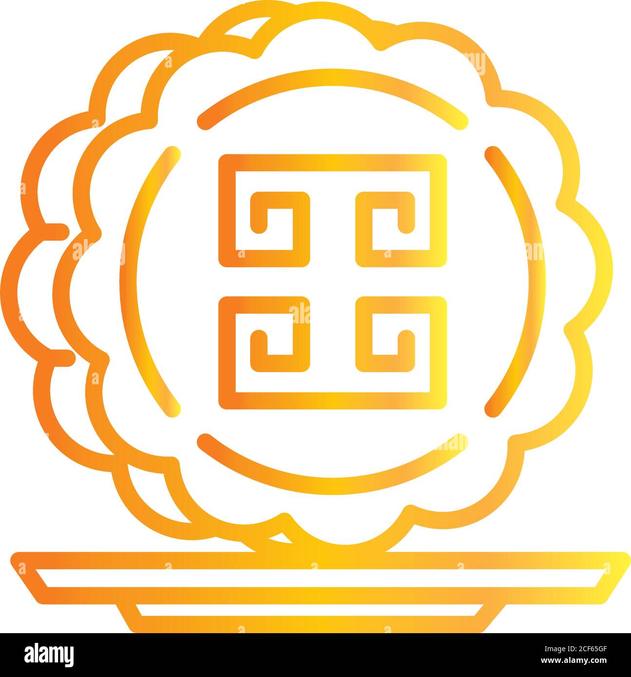 happy mid autumn festival, mooncake in dish cartoon, gradient style icon vector illustration ...