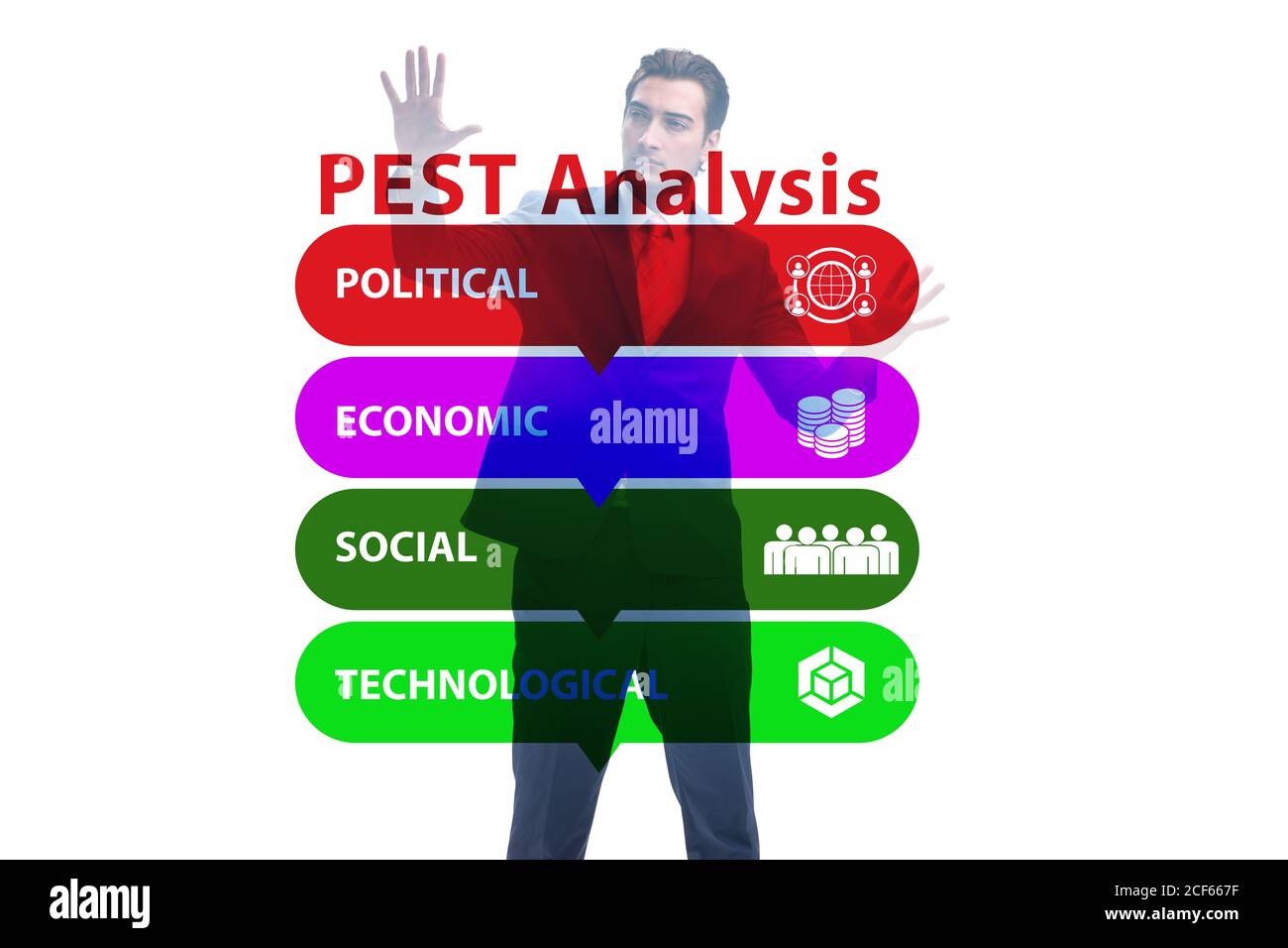 Business people in the PEST analysis business concept Stock Photo - Alamy