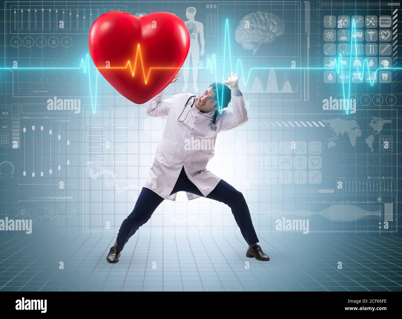 The doctor cardiologist supporting cardiogram heart line Stock Photo ...
