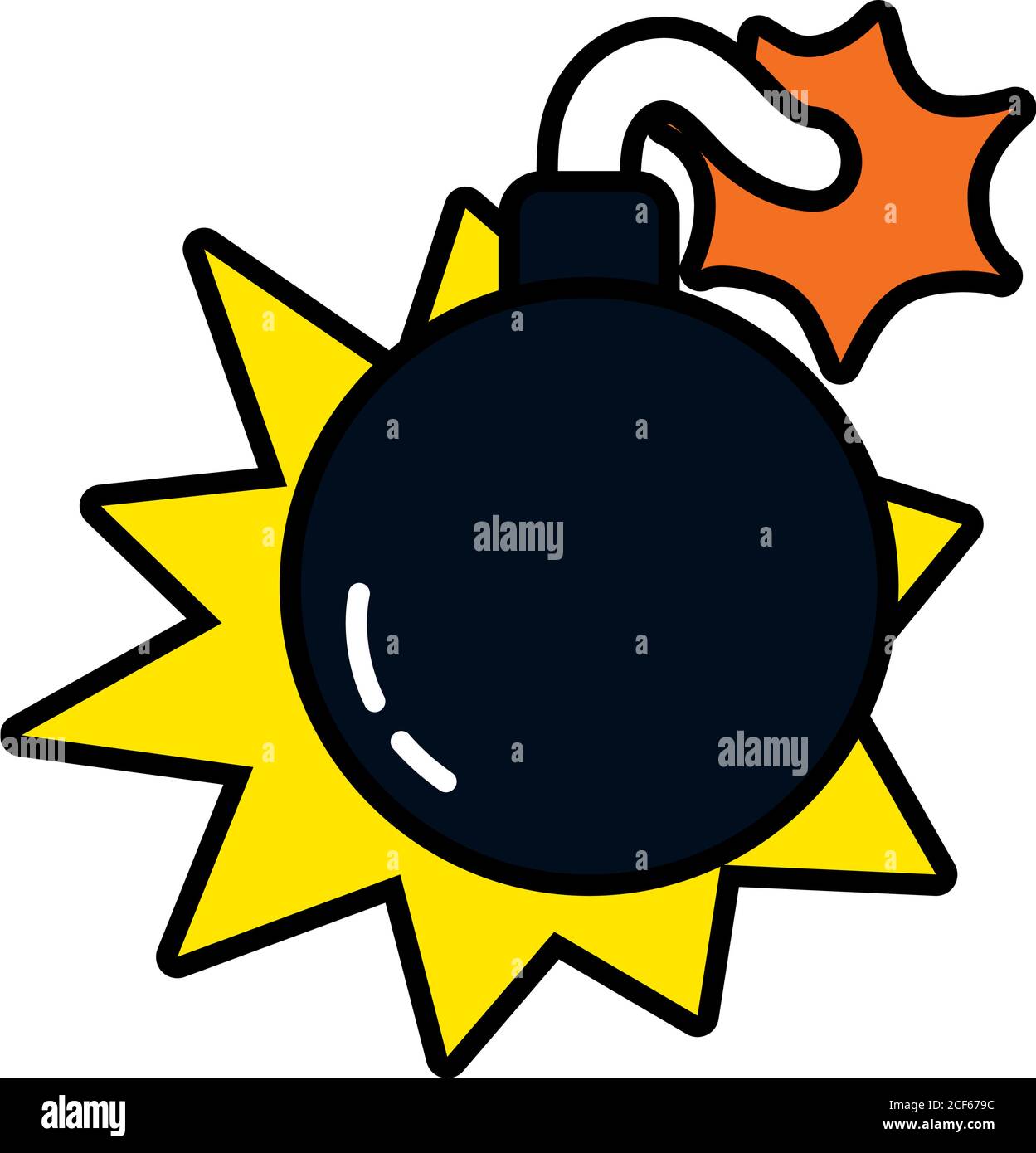 pop art elements, bomb and burst icon over white background, line and ...