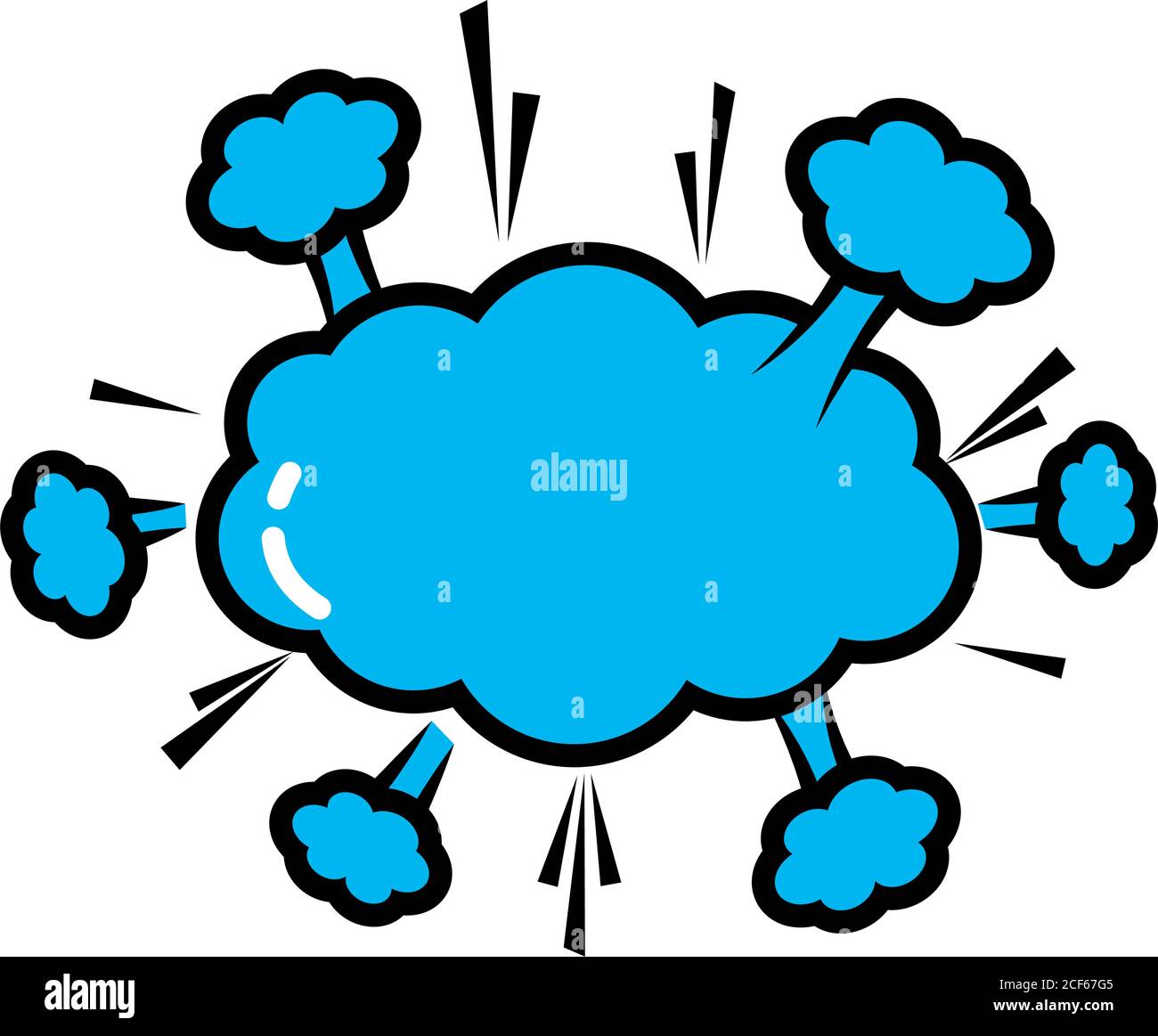 pop art elements concept, cloud burst icon over white background, line ...