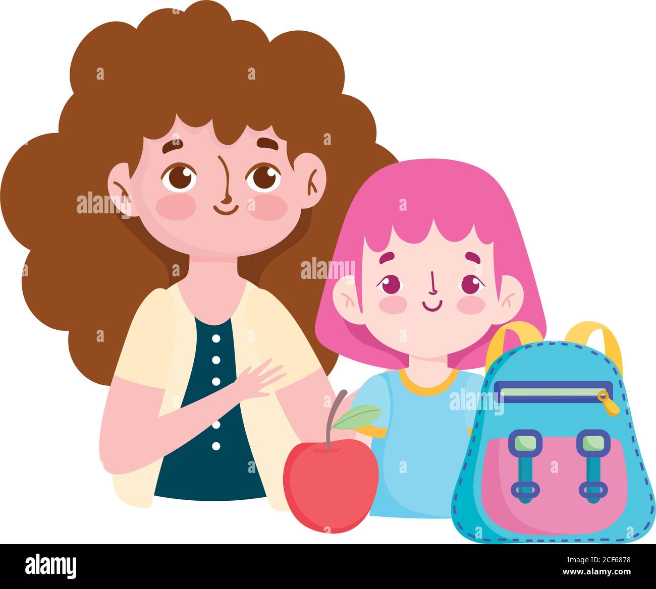 happy teachers day, teacher student with backpack and apple vector ...