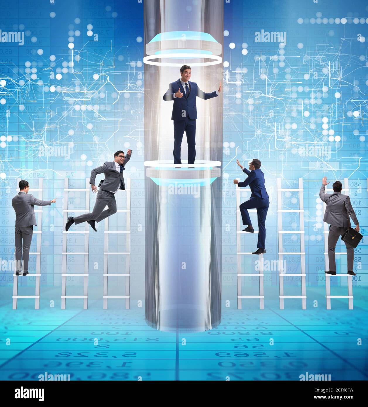 The businessmen in accelerated and fast promotion concept Stock Photo ...