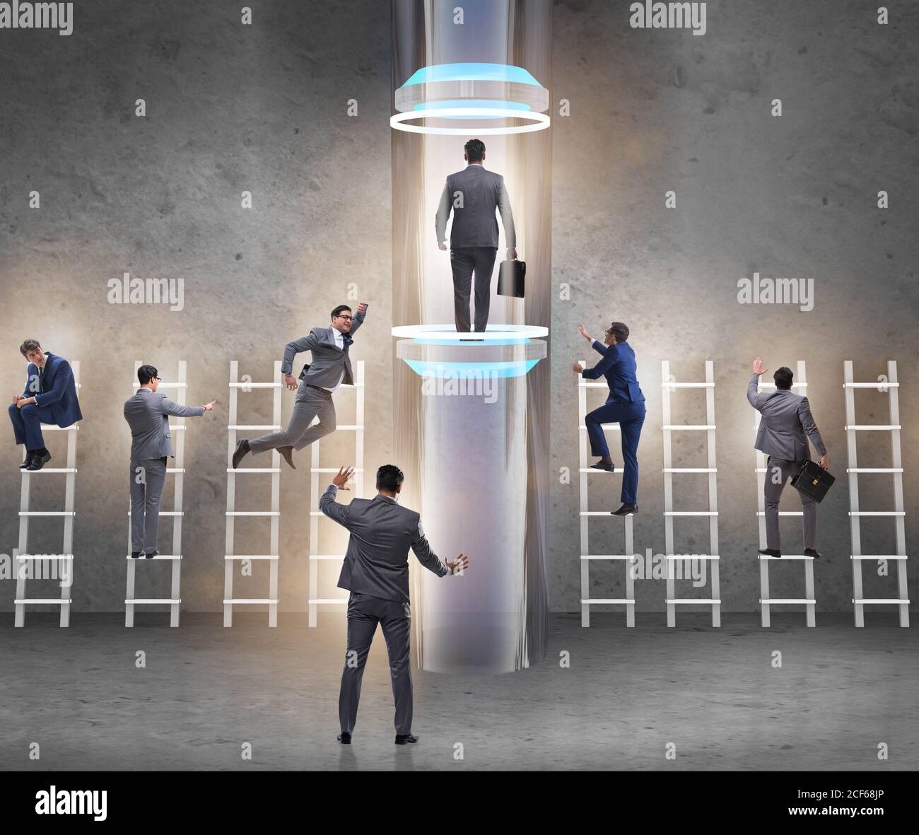 The businessmen in accelerated and fast promotion concept Stock Photo ...