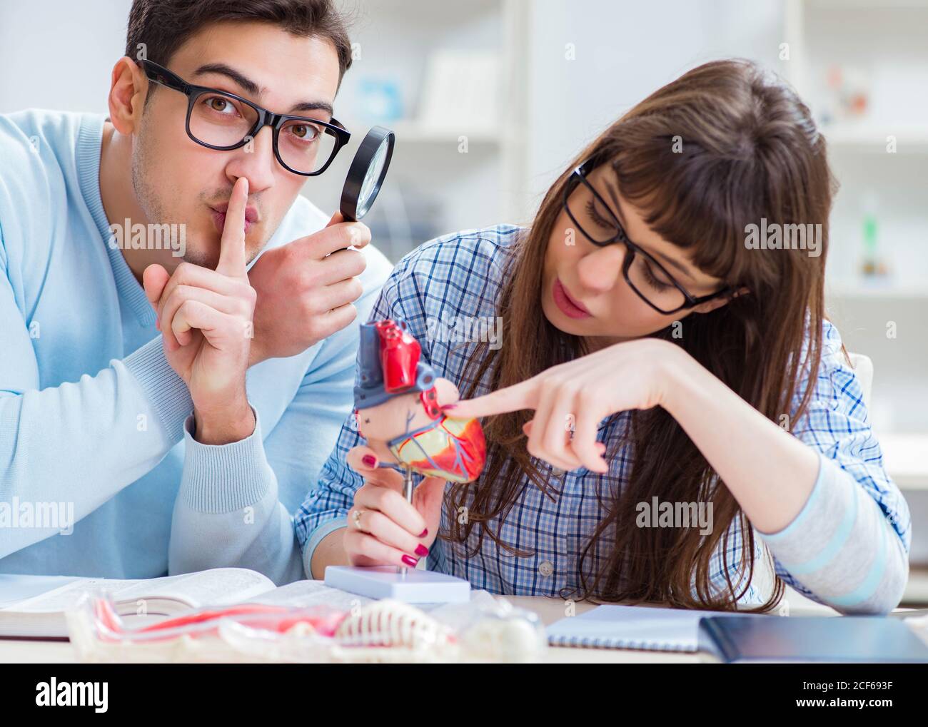 The two medical students studying in classroom Stock Photo - Alamy