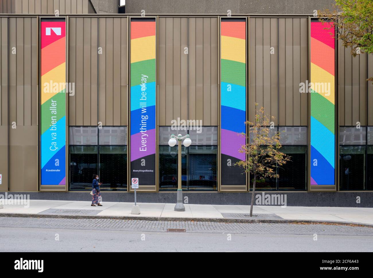 Rainbow sign "Everything will be okay" on National Arts Centre (NAC ...