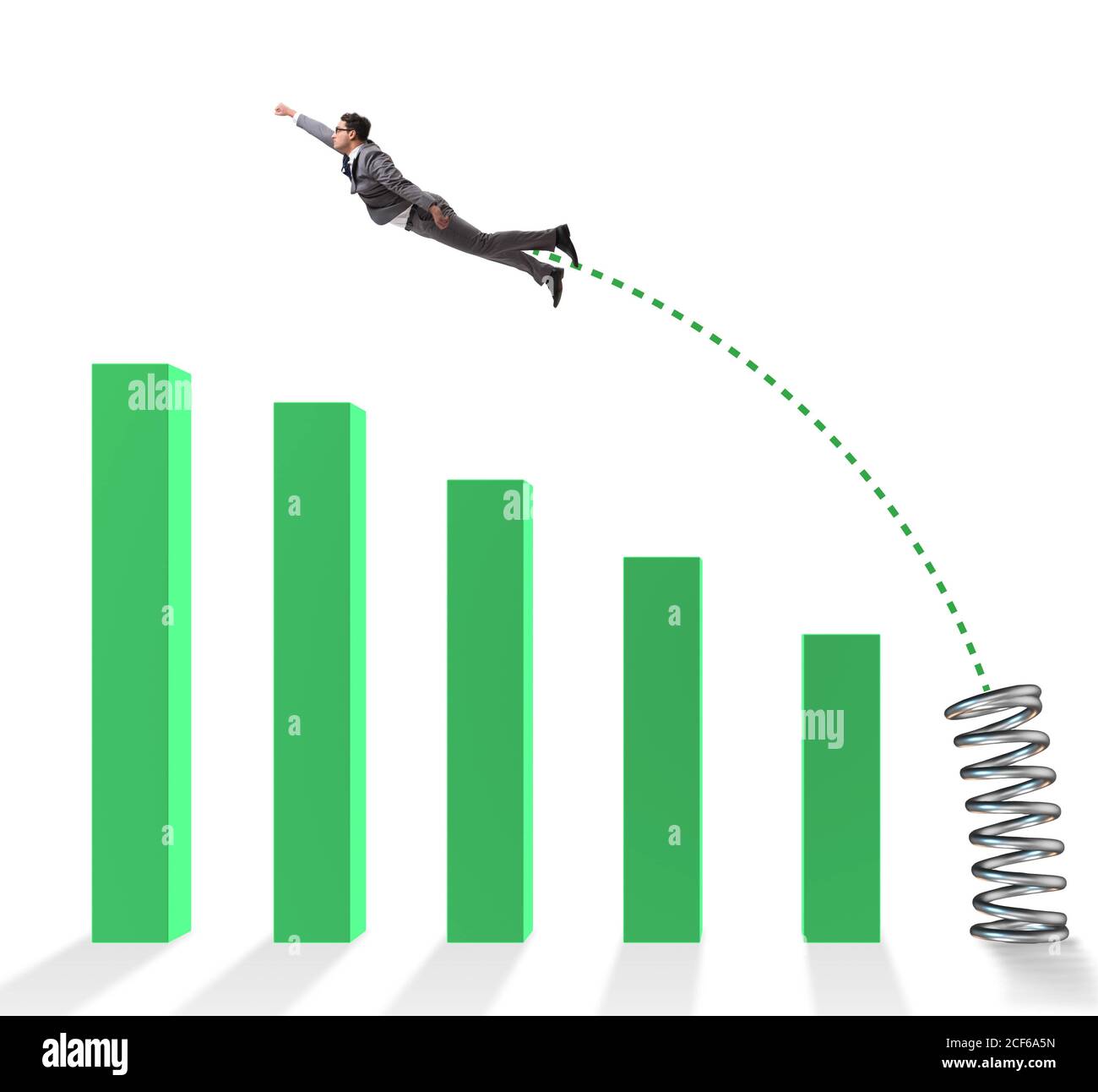 The business people jumping over bar charts Stock Photo - Alamy