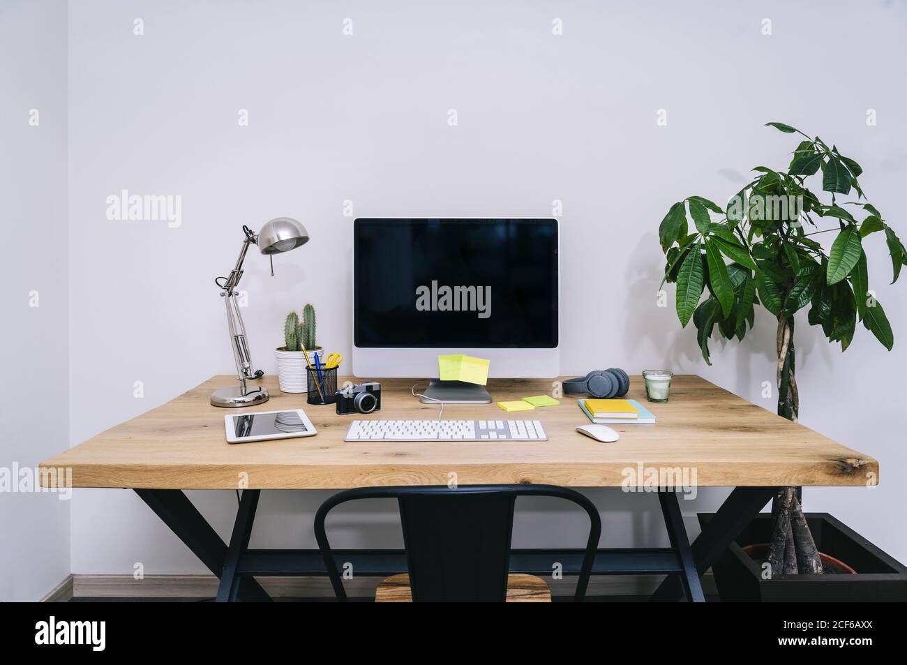 Modern creative home workspace with computer Stock Photo - Alamy