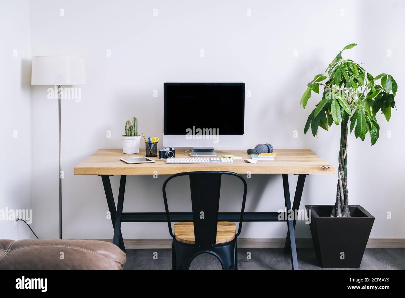 Modern creative home workspace with computer Stock Photo - Alamy