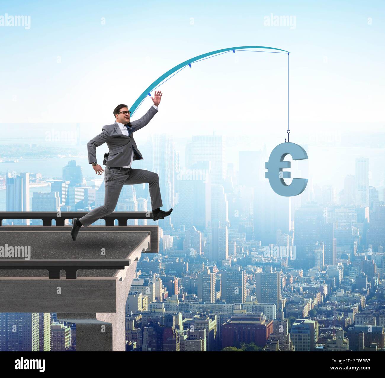 The businessman chasing money on fishing rod Stock Photo - Alamy