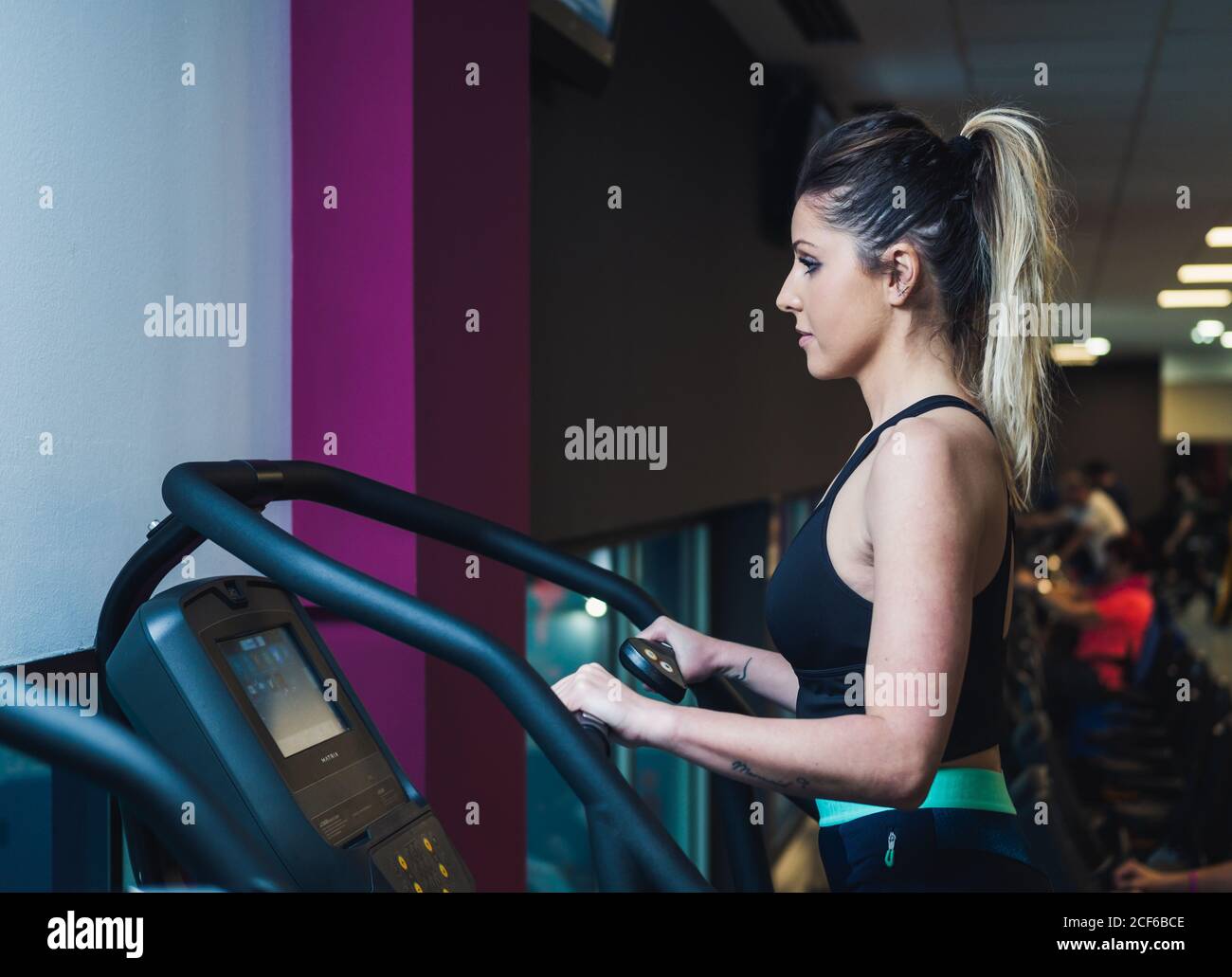 Woman exercise stairs indoors hi-res stock photography and images - Alamy