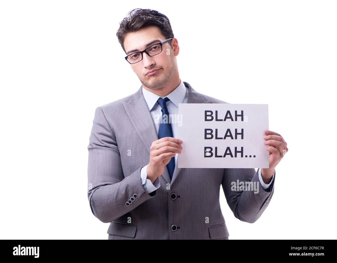 The businessman telling lies isolated on white background Stock Photo ...