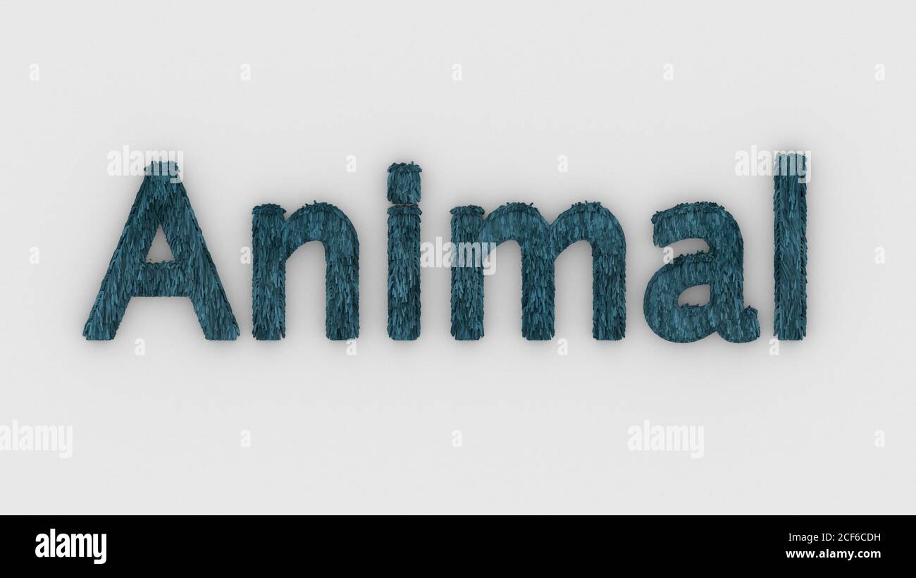 Animal - 3d word azure on white background. render furry letters. hair ...