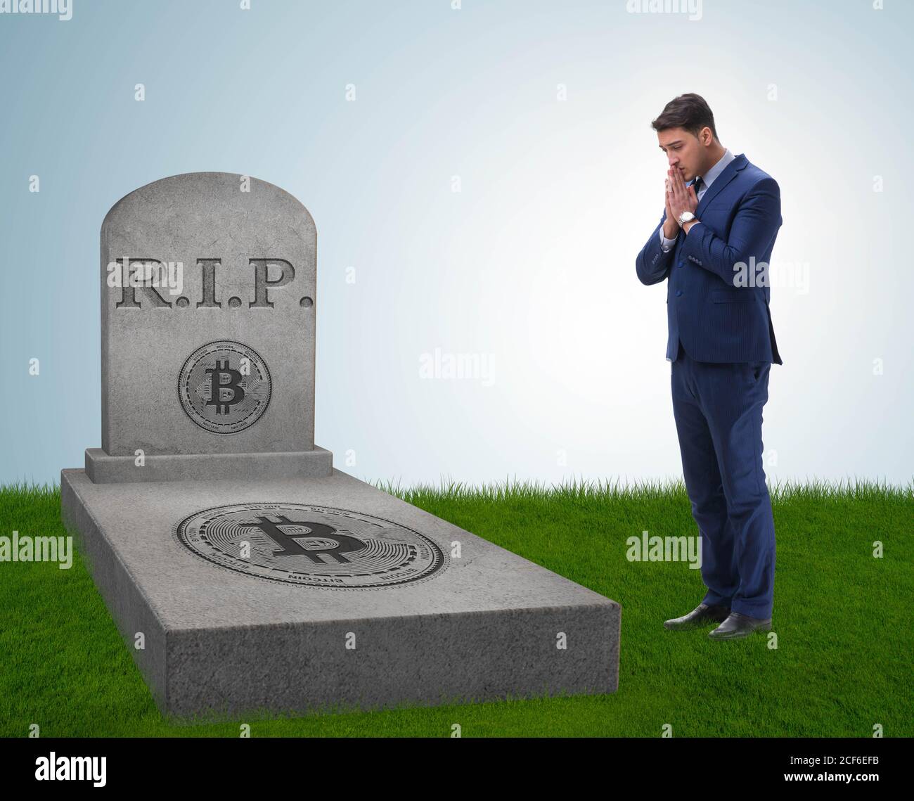 The businessman mourning the demise and death of bitcoin Stock Photo ...