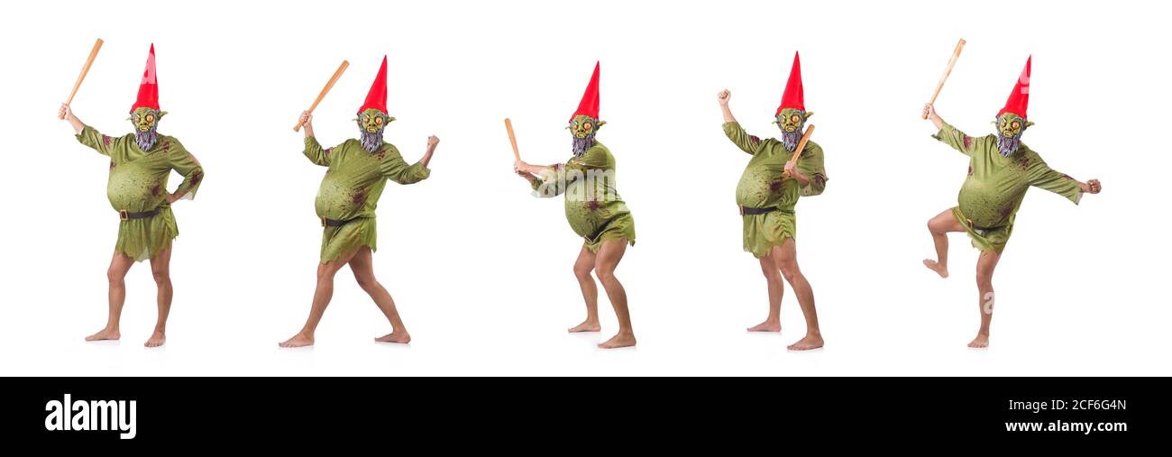 The funny man with club isolated on white Stock Photo - Alamy