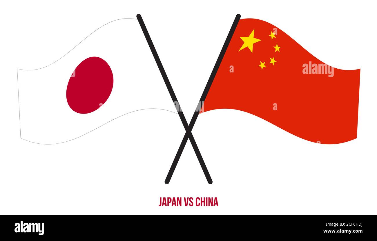 Japan and China Flags Crossed And Waving Flat Style. Official ...