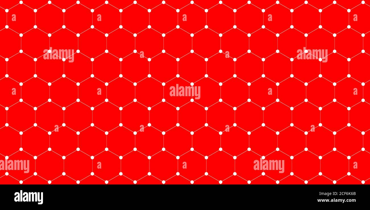Geometric hexagon and circular shaped pattern in red background Stock ...