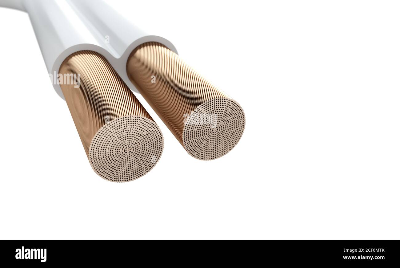 White parallel audio cable. Braided threads Stock Photo - Alamy