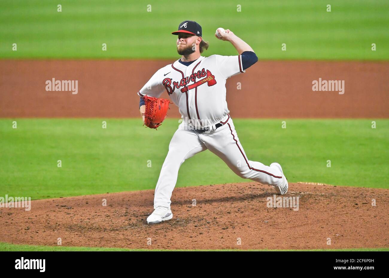 August 22, 2020: Braves pitcher A.J. Minter delivers a pitch during the ...