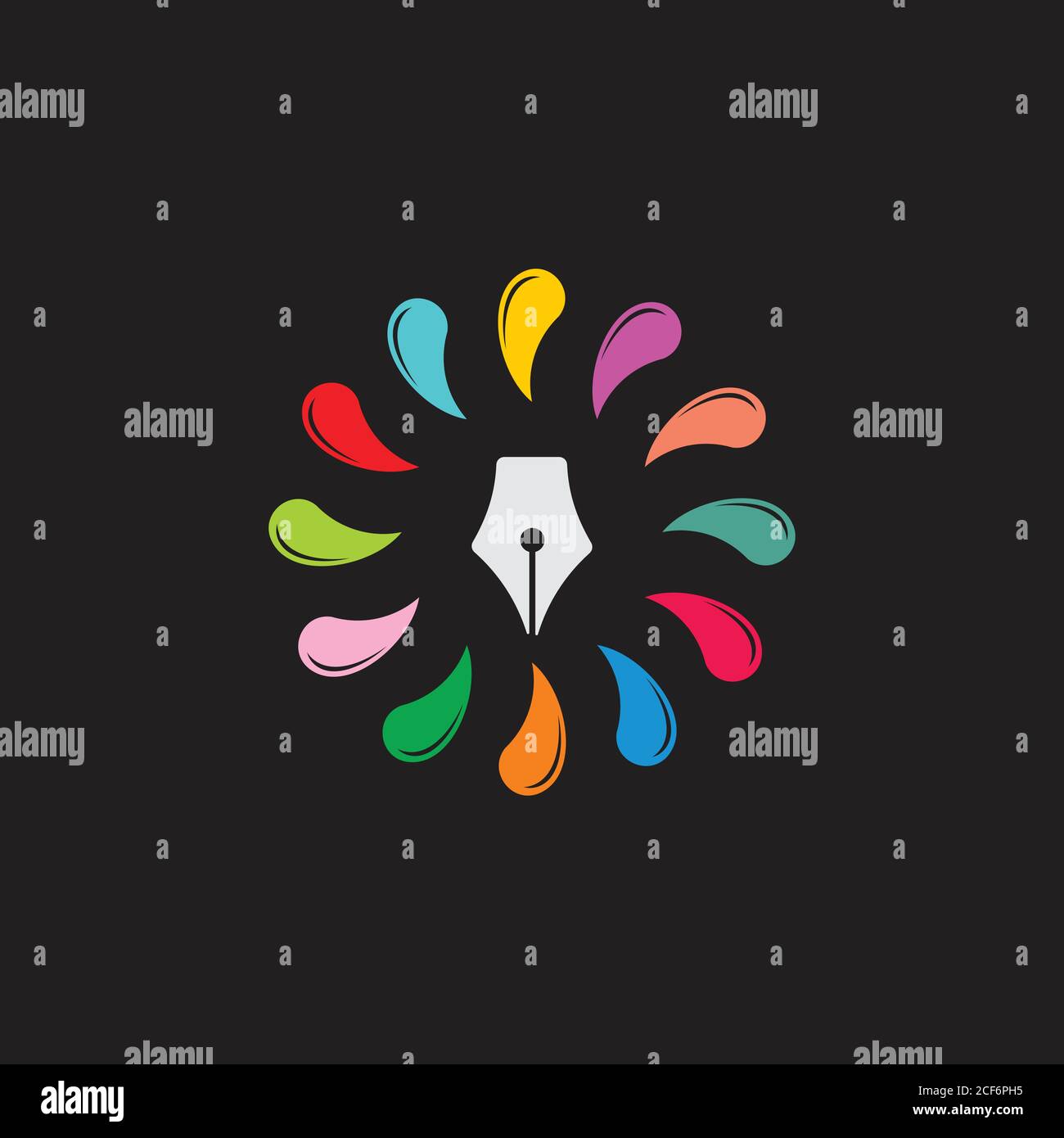 pen drawing ink creative colorful logo vector Stock Vector Image & Art ...