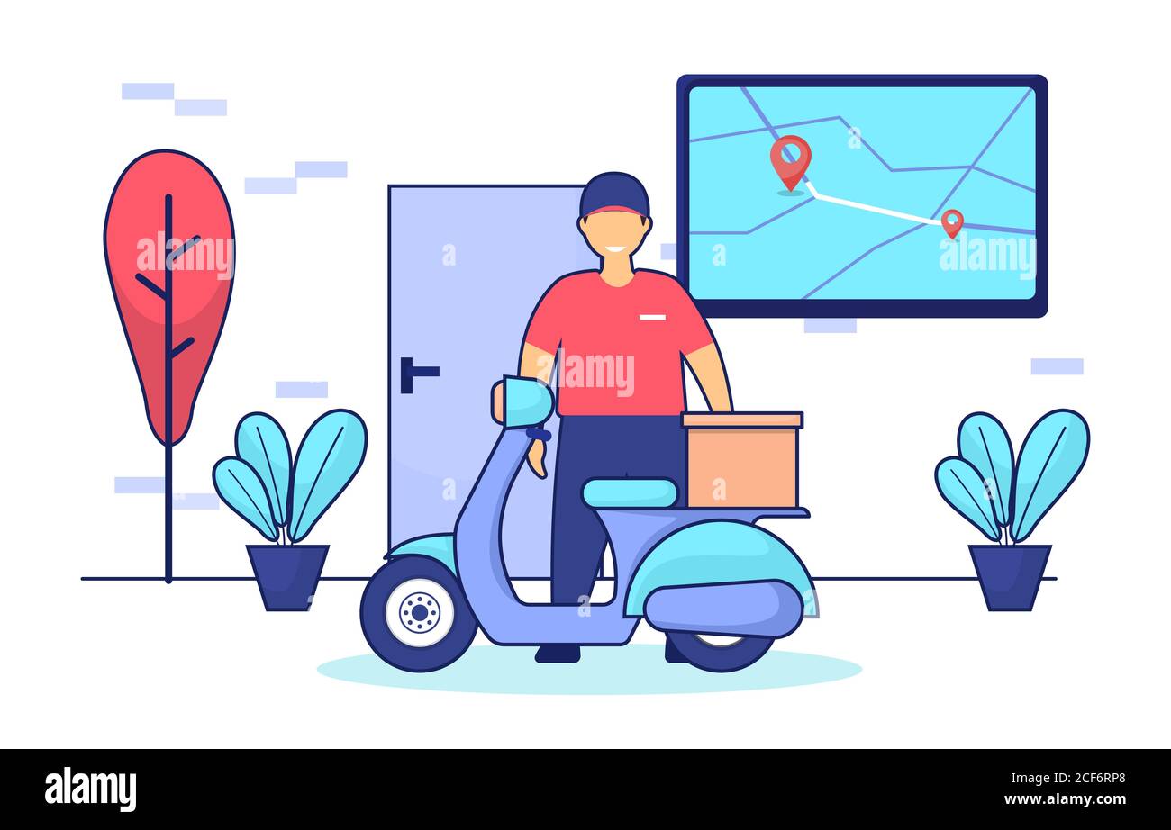 Delivery man illustration Cut Out Stock Images & Pictures - Alamy