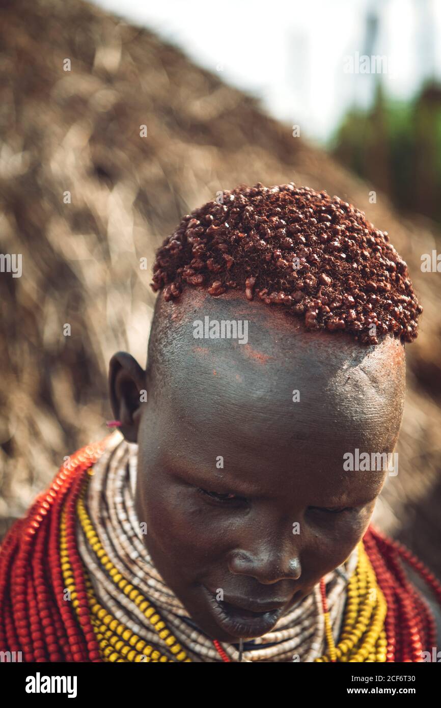 Omo Valley, Ethiopia - November 08, 2018: Woman from Karo tribe showing ...