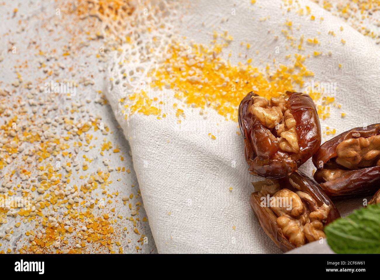 Dates fruits with walnut sand dried figs, mint and cinnamon muslim ...