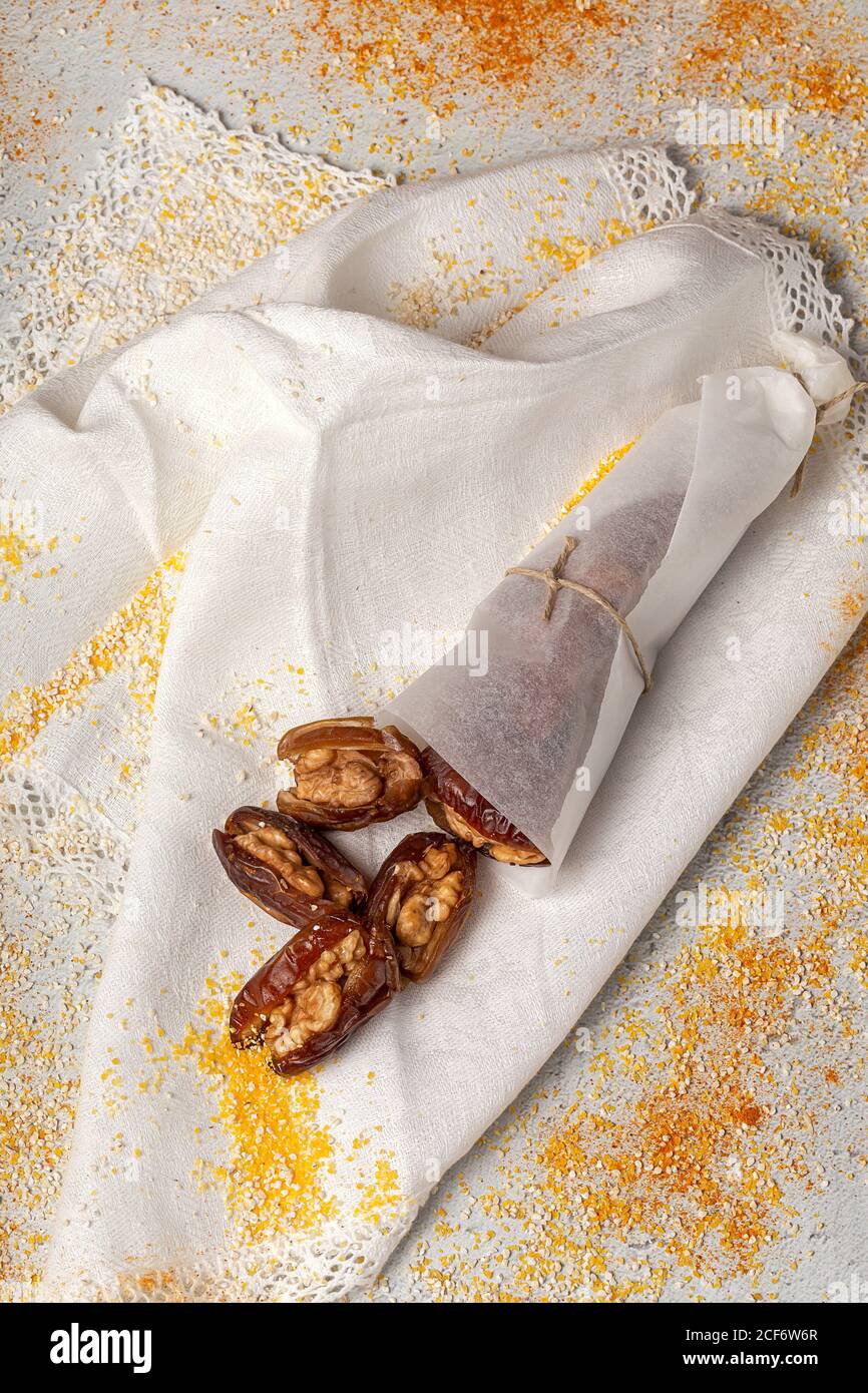 Dates fruits with walnut sand dried figs, mint and cinnamon muslim ...