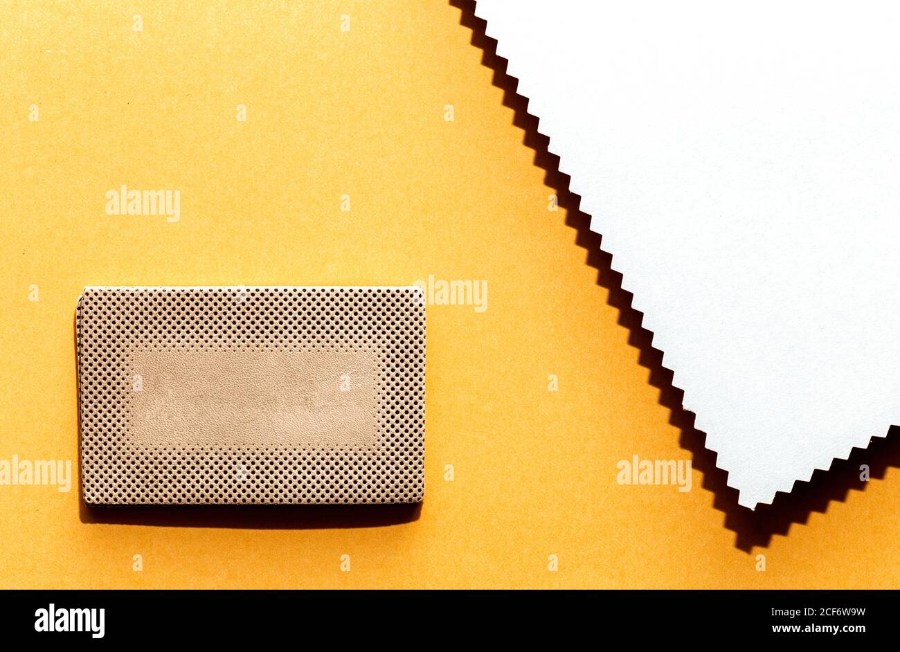 Natural leather labels for price or advertising on colorful background ...